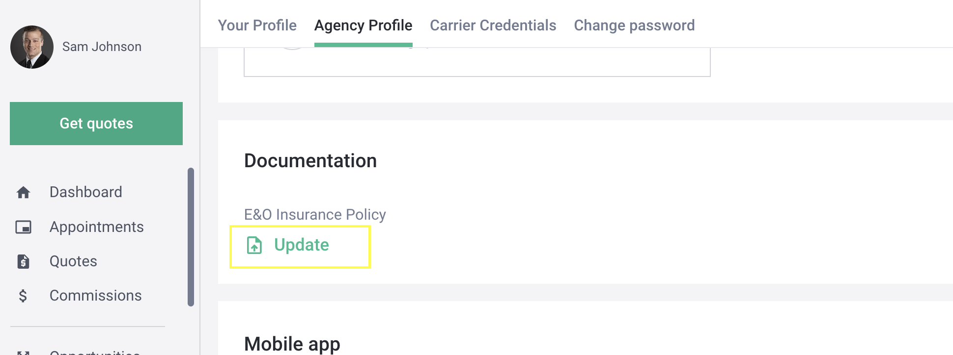 How can I update my existing E&O?